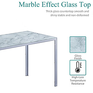 Paonne 5-Pieces Marble Effect Dining Room Set for 4, Contemporary Kitchen Table and Upholstered Chairs Set for Kitchen/Dinette/Restaurant/Apartment and Small Space