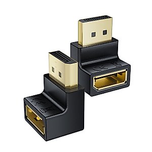 90 Degree Displayport Cable Adapter Converter UP/Down DP Adapter, BolAAzuL Left/Right Angled DP Displayport Adapter Connector UHD 4k/60Hz 2K/144Hz DP 1.2 Male to DP Female Angled Extension Adapter