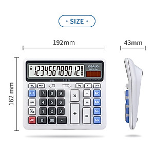 Desktop Calculator Extra Large LCD Display 12-Digit Big Number Accounting Calculator with Giant Response Button, Battery & Solar Powered, Perfect for Office Business Home Daily Use(OS-2135)