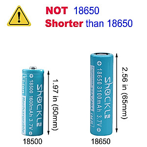 funkawa (2- Pack Shockli 18500 1600mAh Rechargeable 3.7V Solar Batteries [ for Landscape Spotlights, Solar Light ] -Button top