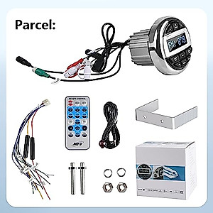 DOODBI Marine Radio Bluetooth Stereo Audio Waterproof Radio Boats FM AM Gauge Stereo Golf Cart Marine Stereo Receiver Audio Systems for RV UTV Yacht