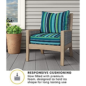Honeycomb Outdoor Stripe Poolside Deep Seating Patio Cushion Set: Resilient Foam Filling, Weather Resistant and Stylish Set, Seat: 24" W x 23" D x 6.5” T; Back: 27" W x 24” L