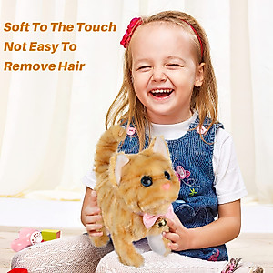 WorWoder Plush Electronic Interactive Cats That Move and Meow Waliking Lifelike Interactive Toy pet Stuffed Kitten for Girls Kids (Yellow Stripes)