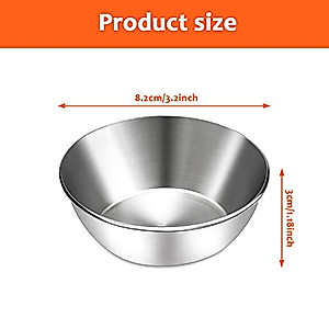 BILLIOTEAM 6 Pcs Stainless Steel Sauce Dishes, Round Seasoning Bowls, Mini Appetizer Plates, Sushi Dipping Bowl Mixing Saucers (3.15 x 1.18 Inch)