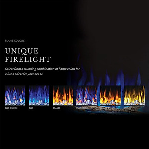 Napoleon Trivista Pictura 50 - NEFL50H3SV - Wall Hanging Electric Fireplace, 50-in, Black, Glass Front, Realistic Flames, LED Ember Bed, Adjustable Flame Height/Colours, Remote Included