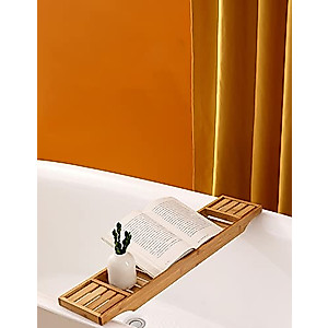 GANFANREN Bathroom Bathtub Rack Shelf Bath Bridge Caddy Bathtub Storage Rack Tray Bath Tub Towel Book Wine Holder Organizer