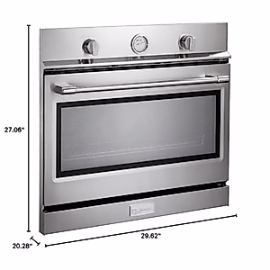 Verona Designer Series VEBIG30NSS 30 Inch Built-In Single Gas Wall Oven 3.5 cu ft Capacity Convection Infrared Broiler Electronic Ignition Stainless Steel