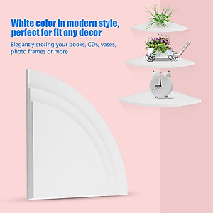VINGVO Corner Shelves Wall Mount, White Floating Corner Shelf, Wall Corner Shelf Set of 3, Wall Corner Shelf Storage and Display for Bathroom Kitchen Countertop Closet