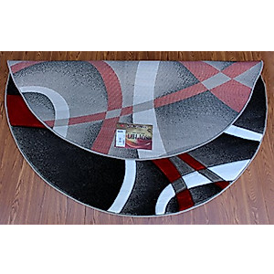 Masada Rugs, Sophia Collection Hand Carved Area Rug Modern Contemporary Red White Grey Black (8 Feet X 8 Feet) Round