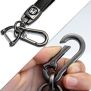 Dialeesi Genuine Leather Car Keychain Compatible with Honda Accord Civic Fit CRV Pilot EX CR-V EX-L Touring Pilot Car Key Chain for Men and women Family Present Key Ring