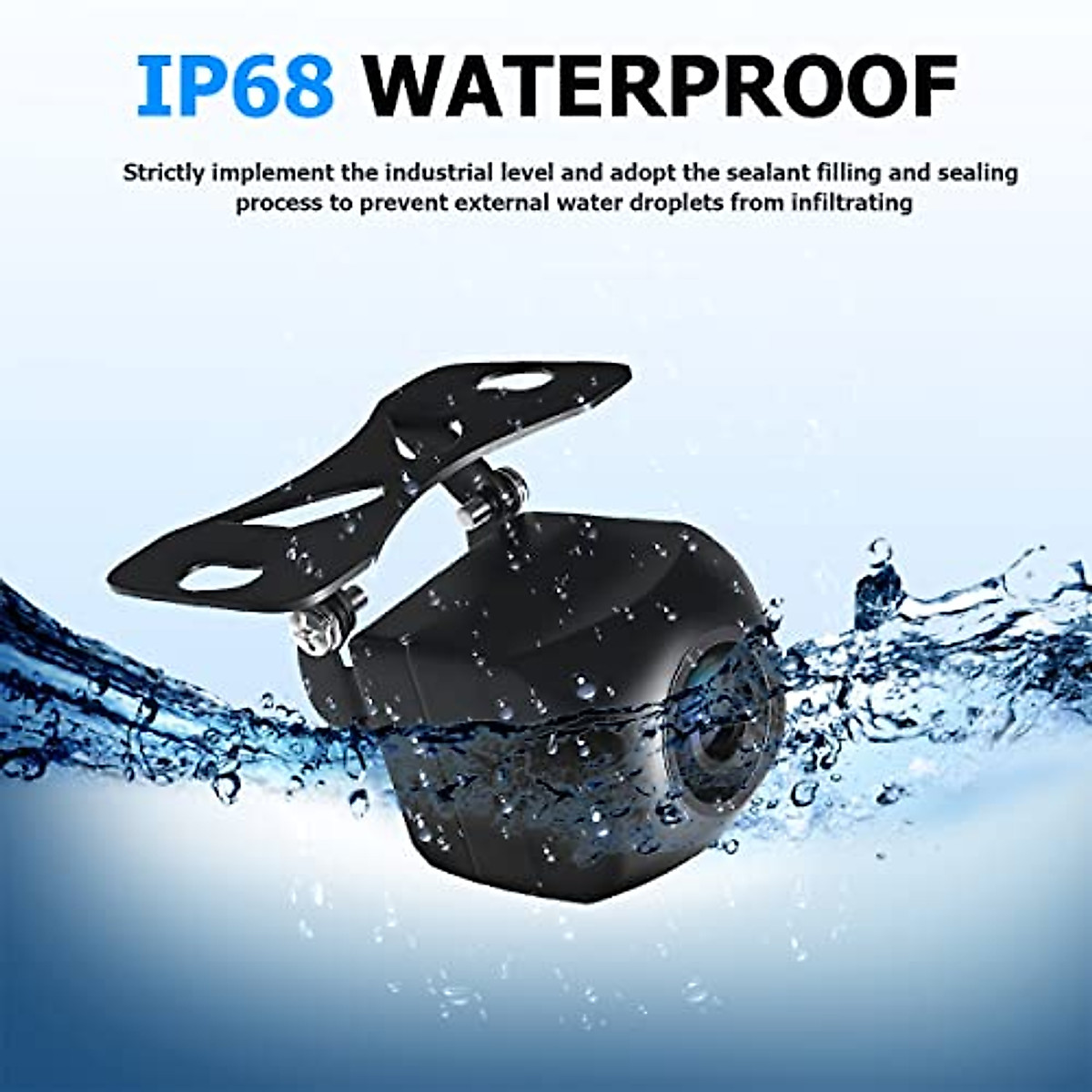 HD Backup Camera, 170 Degree Wide Angle License Plate Rear View Reversing Camera, IP68 Waterproof Universal Reverse Rearview Cam, AHD 720P Clear Night Vision for Car Vehicle SUV RV Pickup and More