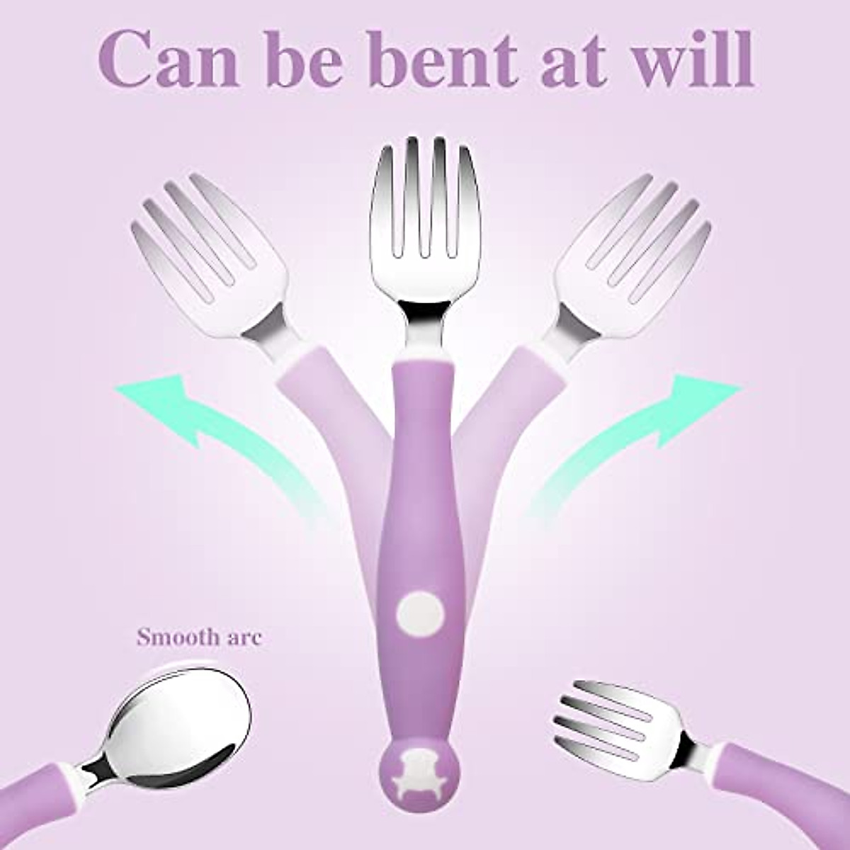 6 Pieces Toddler Utensils Kids Silverware Set with Silicone Handle, Children Safe Forks and Spoons Toddler Cutlery, 316 Stainless Steel & Food Grade Silicone