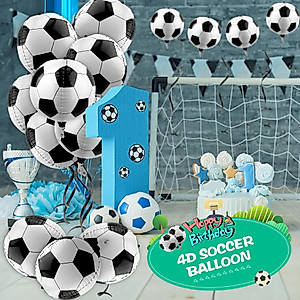 12 Pack 4D Soccer Ball Balloons 22 Inch Soccer Foil Balloons Soccer Helium Balloons for Soccer Birthday Themed World Cup Party Decorations