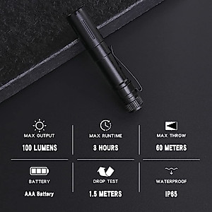 KunHe 6 Pack Small Mini Single Mode Led Powerful Flashlights AAA Battery 1 Mode Flashlight Pen Light Penlight Flashlights Pocket Tiny Compact EDC High Lumens Bright Flashlights