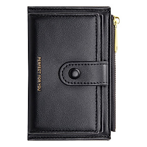 VOCUS Small Wallet for Women Bifold RFID Blocking Keychain Wallet Credit Card Holder with Zipper Coin Pocket & ID Window