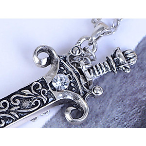 Alilang Antique Fantasy Medieval Renaissance Removable Scabbard Rune Sword Dagger Pendant Necklace