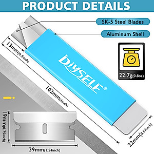 DIYSELF Box Cutters, 12 Pack Box Cutter Retractable, Box Cutter Knife with Single Edge Razor Blade, Utility Knife All Metal Shell, Box, Letter Opener for Packages, Boxes, and Paper, Work Knife for Men