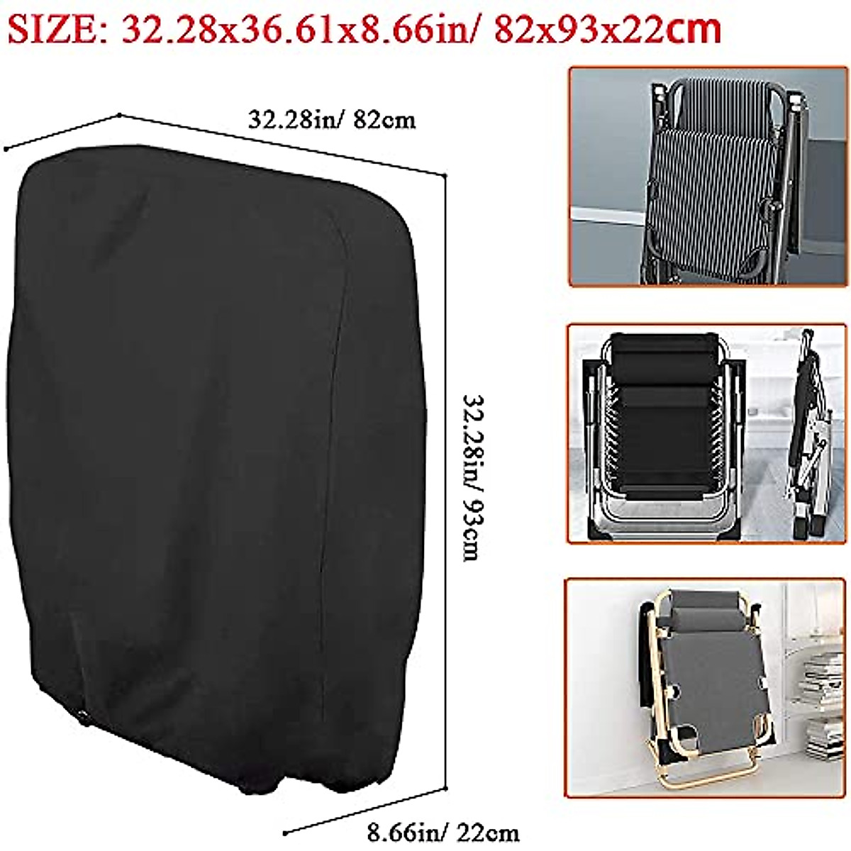 Outdoor Zero Gravity Folding Recliner Chair Cover UCARE Waterproof Dustproof Folding Recliner Chairs Furniture Covers for Lawn Patio Garden (Black, 1)