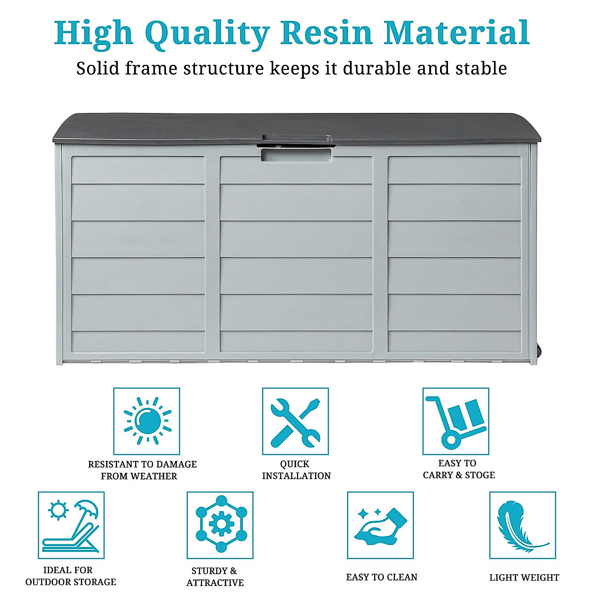 Outvita Deck Storage Box, 75 Gallon Durable Storage Container Bin Store Patio Cushions, Pool Toys and Yard Stools Outdoor Patio Garden for (Gray)