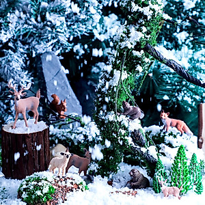 18 Pcs Forest Animals Figurines Woodland Animals Model Trees Kit Miniature Plastic Animals Realistic Wild Forest Animals for Cake Toppers Birthday Party Favor(Forest Animals)