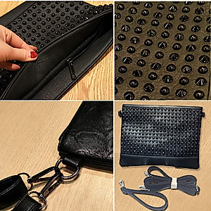 Segater® Women & Men Rivet Clutch Ladies Punk Style Purses Soft Leather Studded Cell Phone Shoulder Bag Crossbody Bag