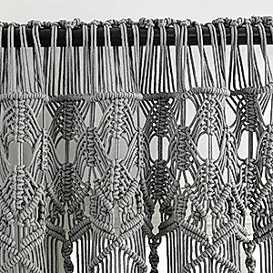 Lush Decor Boho Macrame Textured Cotton Window Curtain/Room Divider/Doorway/Wall Decor, 95" L x 40" W, Gray