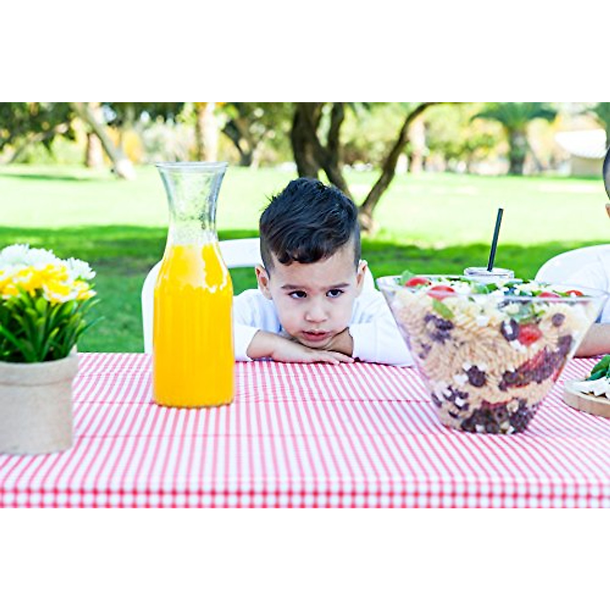 TopTableCloth Table Cover Red & White Checkered tablecloths Elastic Corner Fitted Rectangular Folding Table 6 Foot 30" x 72" Table Cloth Waterproof Vinyl Flannel Plastic Tablecloth for Camping Picnic