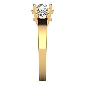 Clara Pucci 1.50 ct Round Cut Solitaire 3 stone Moissanite Designer Anniversary Bridal Engagement Ring 14k Yellow Gold