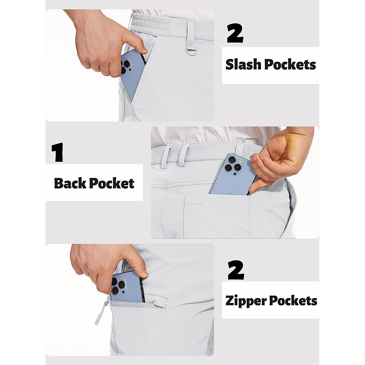 TACVASEN Mens Golf Shorts White Shorts Mens Cargo Shorts Lightweight Quick Dry Shorts Men Hiking Fishing Casual Shorts