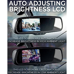 Master Tailgaters 8" OEM Frameless Rear View Mirror with 7" LCD Screen | Rearview Universal Fit Mount | 4 Video Inputs | Auto Adjusting Brightness LCD | Anti Glare | Full Original Mirror Replacement