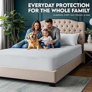 Utopia Bedding Waterproof Bamboo Mattress Protector (Queen) – Stretches up to 17 Inches Deep – 5 Sided Mattress Cover – Soft & Breathable Fitted Style