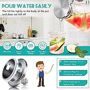 Glass Pitcher with Lid - HIHUOS 68oz Water Pitcher with Precise Scale Line - Easy Clean Heat Resistant Iced Tea Pitcher - Borosilicate Glass Carafe with Free Brush - Premium Gift Box