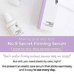 numbuzin No.9 Secret Firming Serum | Advanced Elasticity-Boosting Treatment Serum for Wrinkle Care, Aging Skin with 2 Peptides, Niacinamide, Hyaluronic Acid | Korean Skin Care, Loose Skin | 1.69 Fl Oz