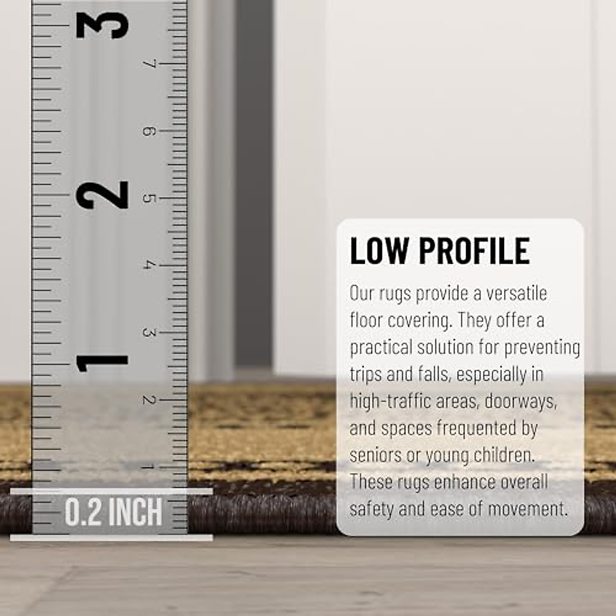 Ottomanson Ottohome Non-Slip Rubberback Bordered Design 2x7 Indoor Runner Rug, 1'10" x 7', Brown