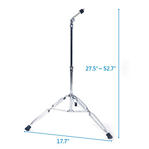 Ktaxon Cymbal Stand with Adjustable Height 27.5"-52.7", Premium Stainless Steel Frame, Double Braced Legs, Rubber Feet
