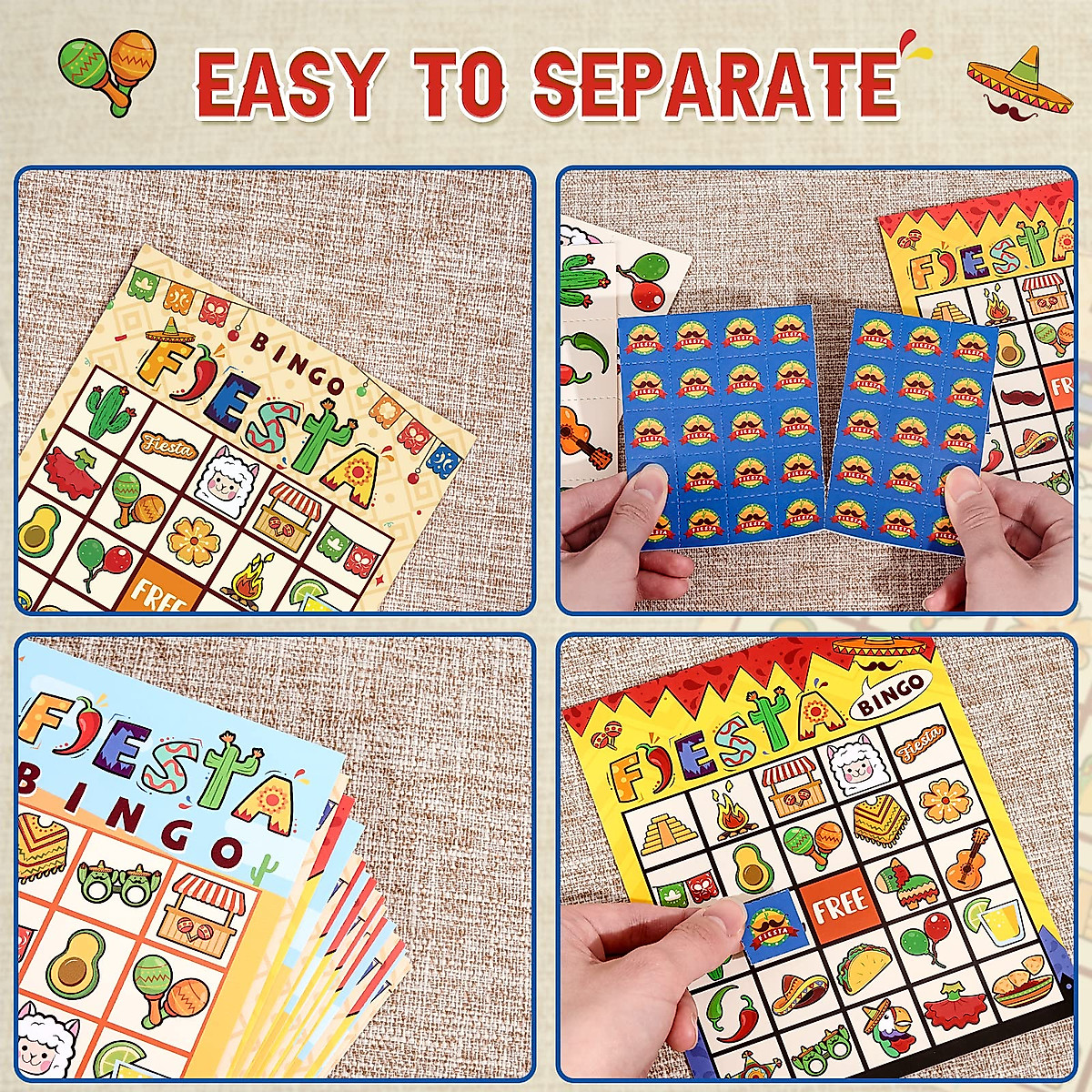 WERNNSAI Mexican Bingo Party Games - 24 Players Birthday Party Games for Kids Bingo Game Bachelorette Final Fiesta Bingo Game Cards Supplies for Taco Themed Party Kids Night Classroom Activities