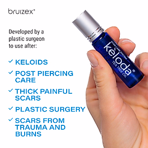 KELODA Scar & Keloid Removal Tea Tree Oil & Massager | Scars & Keloids Post Surgery Treatment | for Burns & Piercing | with Cocoa, Shea Butter, Vitamin E & Lavender Essential Oil 0.3 oz