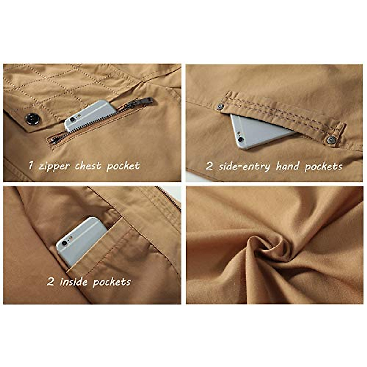 Buytop Men's Casual Winter Cotton Military Jackets Outdoor Full Zip Army Coat(813Black-M)