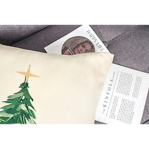 4TH Emotion Christmas Pillow Covers 18x18 Set of 4 Farmhouse Christmas Decorations Merry Christmas Tree Santa Claus Winter Holiday Decor Throw Cushion Case for Home Couch S23C08