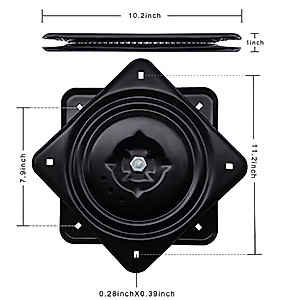 Frassie 2 Pack 10.2" Square Swivel Plate Replacement, Ball Bearing Swivel Square Turntable for Recliner Chair or Furniture