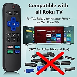 【Pack of 2】 Replacement Remote Control Compatible for Roku TV,for TCL Roku/for Hisense Roku/for Onn Roku(Not for Roku Stick,Box and Players)
