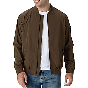 Rdruko Men's Lightweight Bomber Jacket Casual Stylish Fashion Coat Windbreaker(Brown, US M)