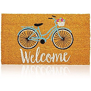 Juvale Natural Coir Doormat, Bicycle Welcome Mat (30 x 17 Inches)
