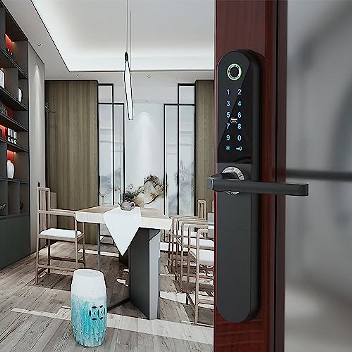 RFID Card Apartment Anti-Theft Fingerprint Password Combination Lock+Card (Right Pull, Silver Password Payment)