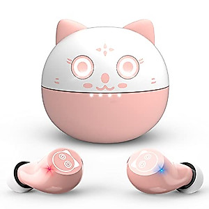 Togetface Kids Girl Wireless Earbuds Bluetooth Adult Touch Headphones, 32 Hours of Playback time, Stereo, Music/Game Mode, Noise Reduction Pink