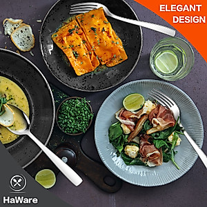HaWare 18/10 Stainless Steel Flatware, 40-Piece Silverware Set Service for 8, Fancy Tableware Cutlery Set for Home Restaurant, Include Knife Fork Spoon, Mirror Finish Eating Utensils, Dishwasher Safe