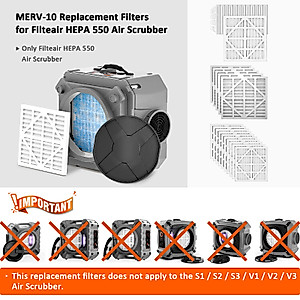 Abestorm MERV-10 Filter Replacement Set Replacement Filters for Filterair HEPA 550 Air Scrubber (10Pack)