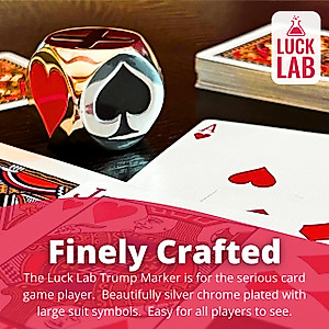 Luck Lab Premium Trump Marker/Indicator - for use with Euchre, Pinochle, Bridge and More - Comes with Black Velvet Storage Bag. (Silver)