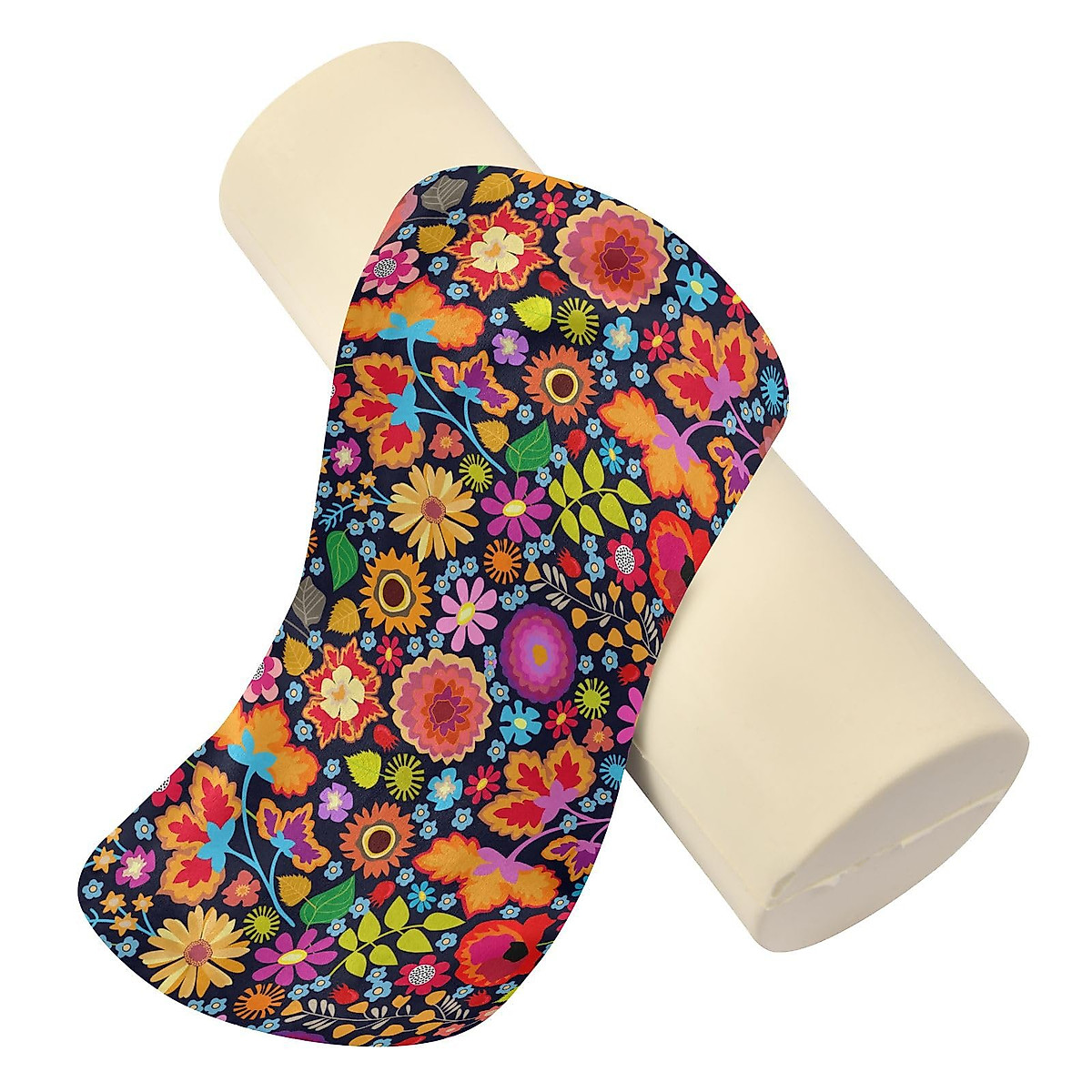 Vnurnrn Poppies Flowers Neck Support Pillow Round Neck Roll Bolster Cylinder Pillow Cervical Pillows Shoulder Pillow for Leg Knee Back Head Support for Camp Study Work Men