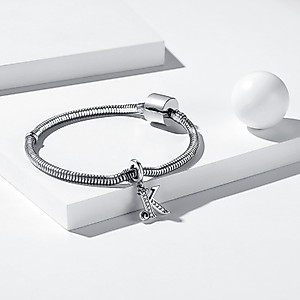 925 Sterling Silver Letter C Charms for Pandora Bracelets and Necklace Alphabet Initial Pendant Jewelry Gift for Women